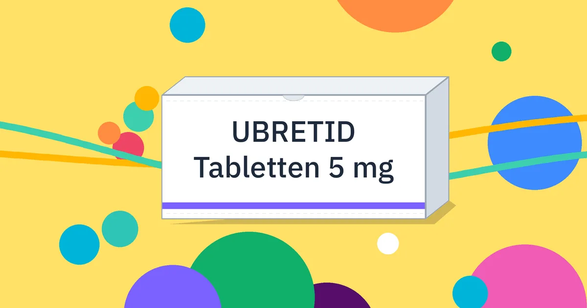 Symbolbild: Packung mit der Aufschrift UBRETID Tabletten 5 mg (PZN 02753790) – Verfügbarkeit und Bezug in Apotheken in Frankfurt am Main