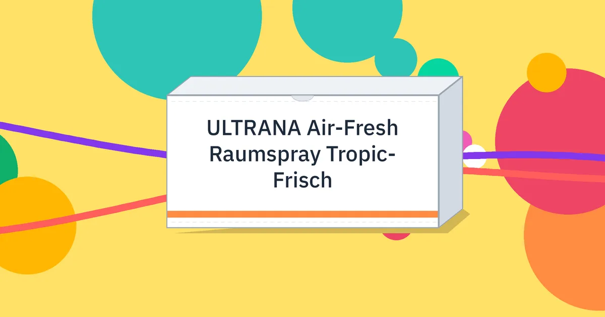 Symbolbild: Packung mit der Aufschrift ULTRANA Air-Fresh Raumspray Tropic-Frisch (PZN 11383820) – Verfügbarkeit und Bezug in Apotheken in Frankfurt am Main