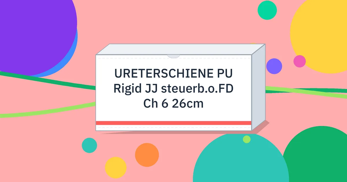 Symbolbild: Packung mit der Aufschrift URETERSCHIENE PU Rigid JJ steuerb.o.FD Ch 6 26cm (PZN 17998480) – Verfügbarkeit und Bezug in Apotheken in Frankfurt am Main
