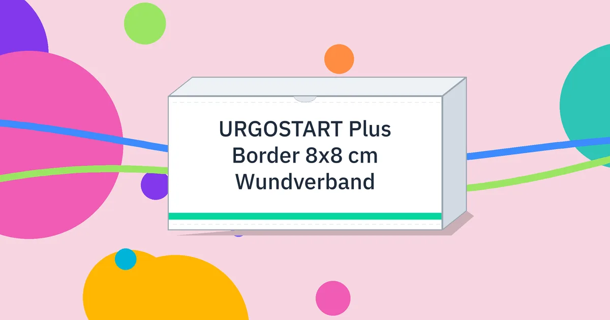 Symbolbild: Packung mit der Aufschrift URGOSTART Plus Border 8x8 cm Wundverband (PZN 19854839) – Verfügbarkeit und Bezug in Apotheken in Frankfurt am Main