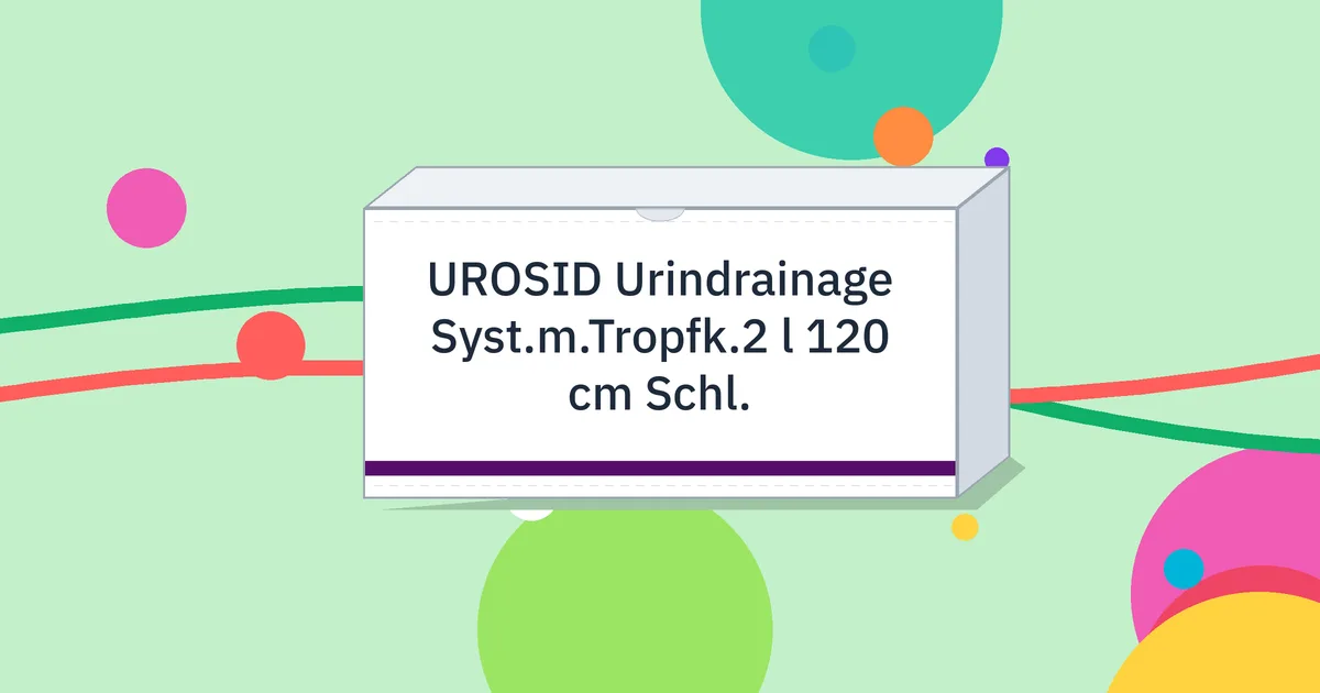 Symbolbild: Packung mit der Aufschrift UROSID Urindrainage Syst.m.Tropfk.2 l 120 cm Schl. (PZN 04356082) – Verfügbarkeit und Bezug in Apotheken in Frankfurt am Main