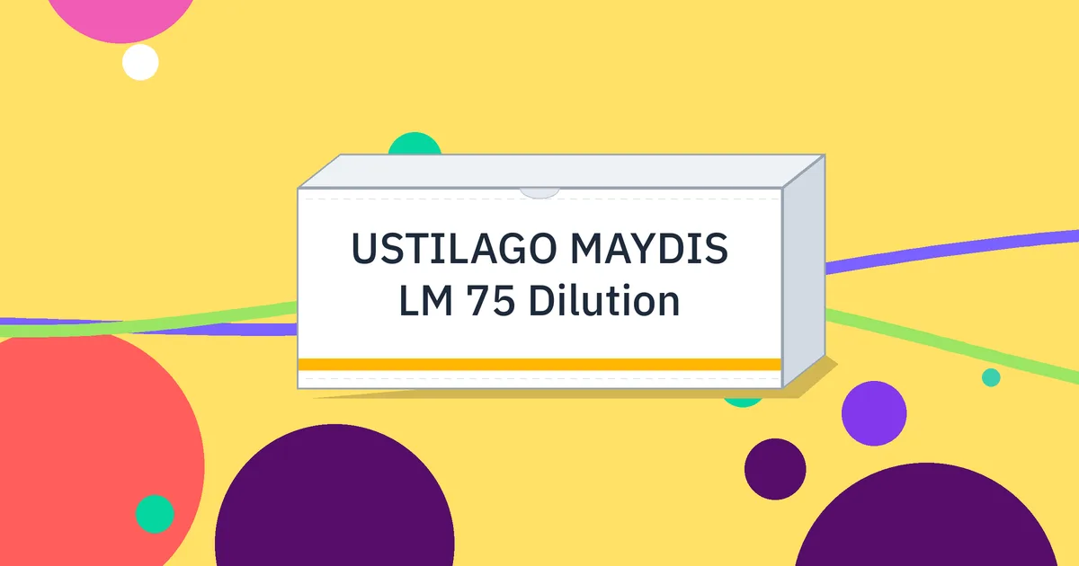 Symbolbild: Packung mit der Aufschrift USTILAGO MAYDIS LM 75 Dilution (PZN 13258378) – Verfügbarkeit und Bezug in Apotheken in Frankfurt am Main