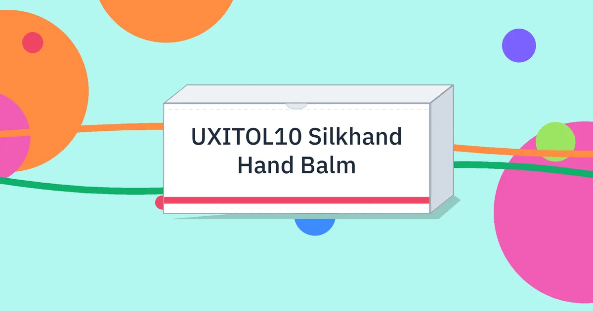 Symbolbild: Packung mit der Aufschrift UXITOL10 Silkhand Hand Balm (PZN 18155861) – Verfügbarkeit und Bezug in Apotheken in Frankfurt am Main