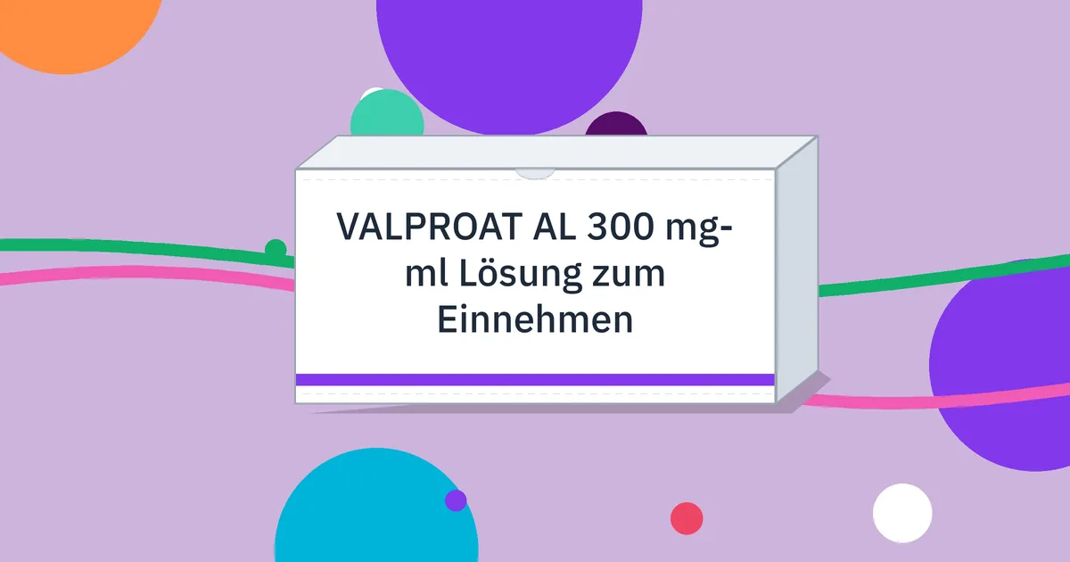 Symbolbild: Packung mit der Aufschrift VALPROAT AL 300 mg-ml Lösung zum Einnehmen (PZN 17206817) – Verfügbarkeit und Bezug in Apotheken in Frankfurt am Main