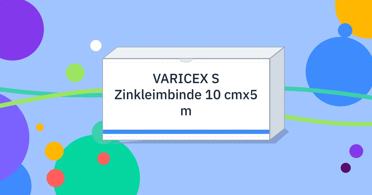 Symbolbild: Packung mit der Aufschrift VARICEX S Zinkleimbinde 10 cmx5 m (PZN 06621246) – Verfügbarkeit und Bezug in Apotheken in Frankfurt am Main