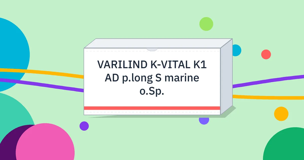 Symbolbild: Packung mit der Aufschrift VARILIND K-VITAL K1 AD p.long S marine o.Sp. (PZN 20566519) – Verfügbarkeit und Bezug in Apotheken in Frankfurt am Main
