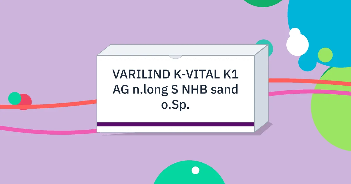 Symbolbild: Packung mit der Aufschrift VARILIND K-VITAL K1 AG n.long S NHB sand o.Sp. (PZN 20562898) – Verfügbarkeit und Bezug in Apotheken in Frankfurt am Main