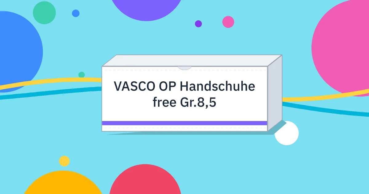 Symbolbild: Packung mit der Aufschrift VASCO OP Handschuhe free Gr.8,5 (PZN 03736210) – Verfügbarkeit und Bezug in Apotheken in Frankfurt am Main