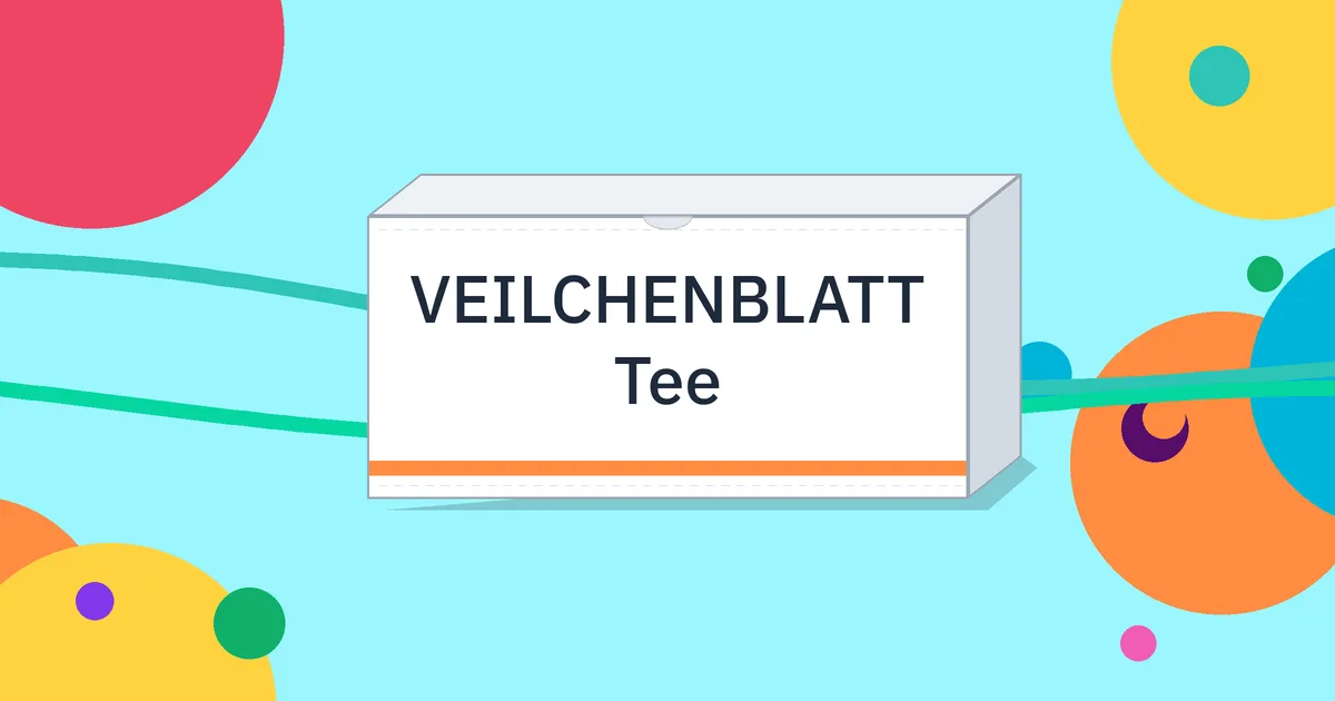 Symbolbild: Packung mit der Aufschrift VEILCHENBLATT Tee (PZN 19550140) – Verfügbarkeit und Bezug in Apotheken in Frankfurt am Main