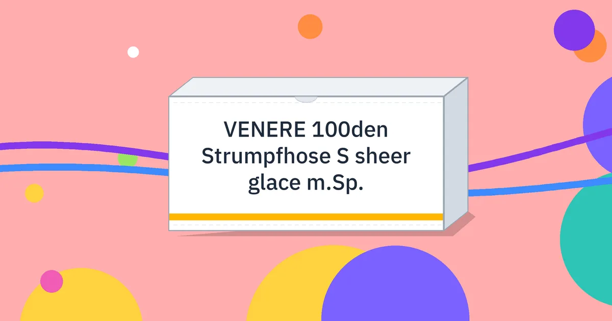 Symbolbild: Packung mit der Aufschrift VENERE 100den Strumpfhose S sheer glace m.Sp. (PZN 16171034) – Verfügbarkeit und Bezug in Apotheken in Frankfurt am Main
