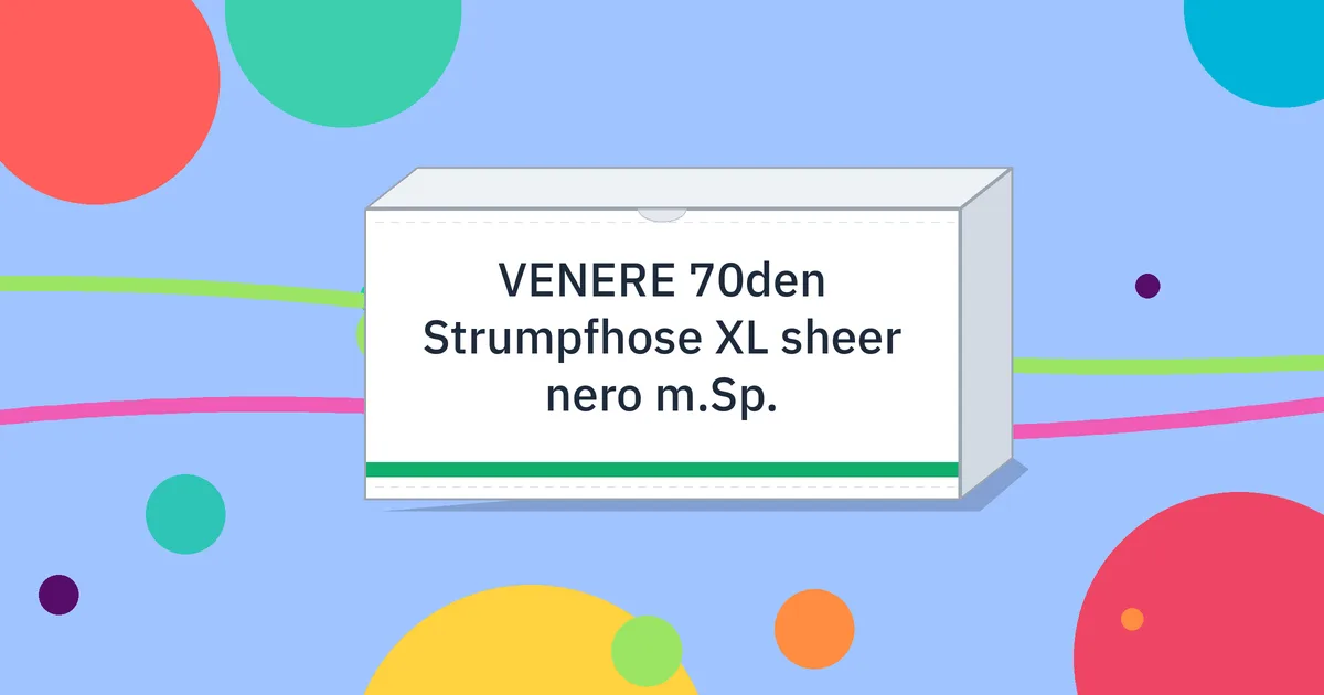 Symbolbild: Packung mit der Aufschrift VENERE 70den Strumpfhose XL sheer nero m.Sp. (PZN 16173004) – Verfügbarkeit und Bezug in Apotheken in Frankfurt am Main