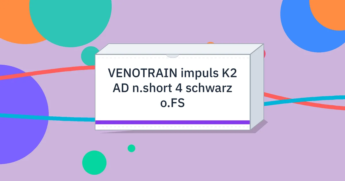 Symbolbild: Packung mit der Aufschrift VENOTRAIN impuls K2 AD n.short 4 schwarz o.FS (PZN 00626923) – Verfügbarkeit und Bezug in Apotheken in Frankfurt am Main