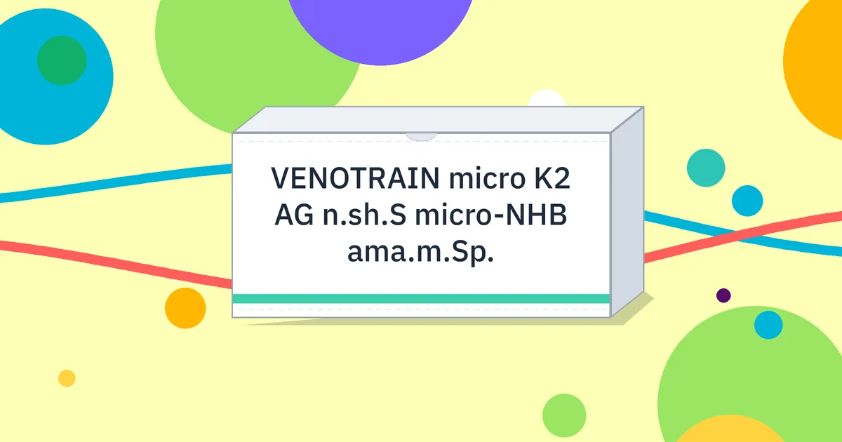 Symbolbild: Packung mit der Aufschrift VENOTRAIN micro K2 AG n.sh.S micro-NHB ama.m.Sp. (PZN 16065651) – Verfügbarkeit und Bezug in Apotheken in Frankfurt am Main
