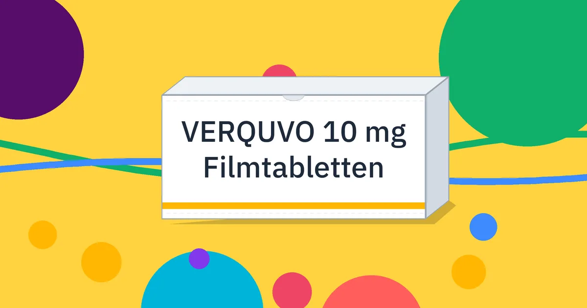 Symbolbild: Packung mit der Aufschrift VERQUVO 10 mg Filmtabletten (PZN 19449056) – Verfügbarkeit und Bezug in Apotheken in Frankfurt am Main