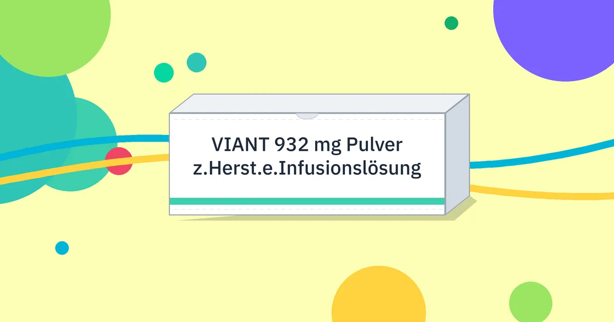 Symbolbild: Packung mit der Aufschrift VIANT 932 mg Pulver z.Herst.e.Infusionslösung (PZN 14303313) – Verfügbarkeit und Bezug in Apotheken in Frankfurt am Main