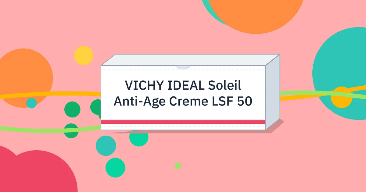 Symbolbild: Packung mit der Aufschrift VICHY IDEAL Soleil Anti-Age Creme LSF 50 (PZN 13828953) – Verfügbarkeit und Bezug in Apotheken in Frankfurt am Main