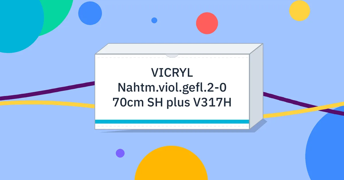 Symbolbild: Packung mit der Aufschrift VICRYL Nahtm.viol.gefl.2-0 70cm SH plus V317H (PZN 16392858) – Verfügbarkeit und Bezug in Apotheken in Frankfurt am Main