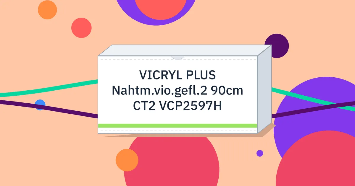Symbolbild: Packung mit der Aufschrift VICRYL PLUS Nahtm.vio.gefl.2 90cm CT2 VCP2597H (PZN 20918527) – Verfügbarkeit und Bezug in Apotheken in Frankfurt am Main