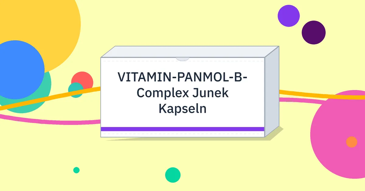 Symbolbild: Packung mit der Aufschrift VITAMIN-PANMOL-B-Complex Junek Kapseln (PZN 01008073) – Verfügbarkeit und Bezug in Apotheken in Frankfurt am Main