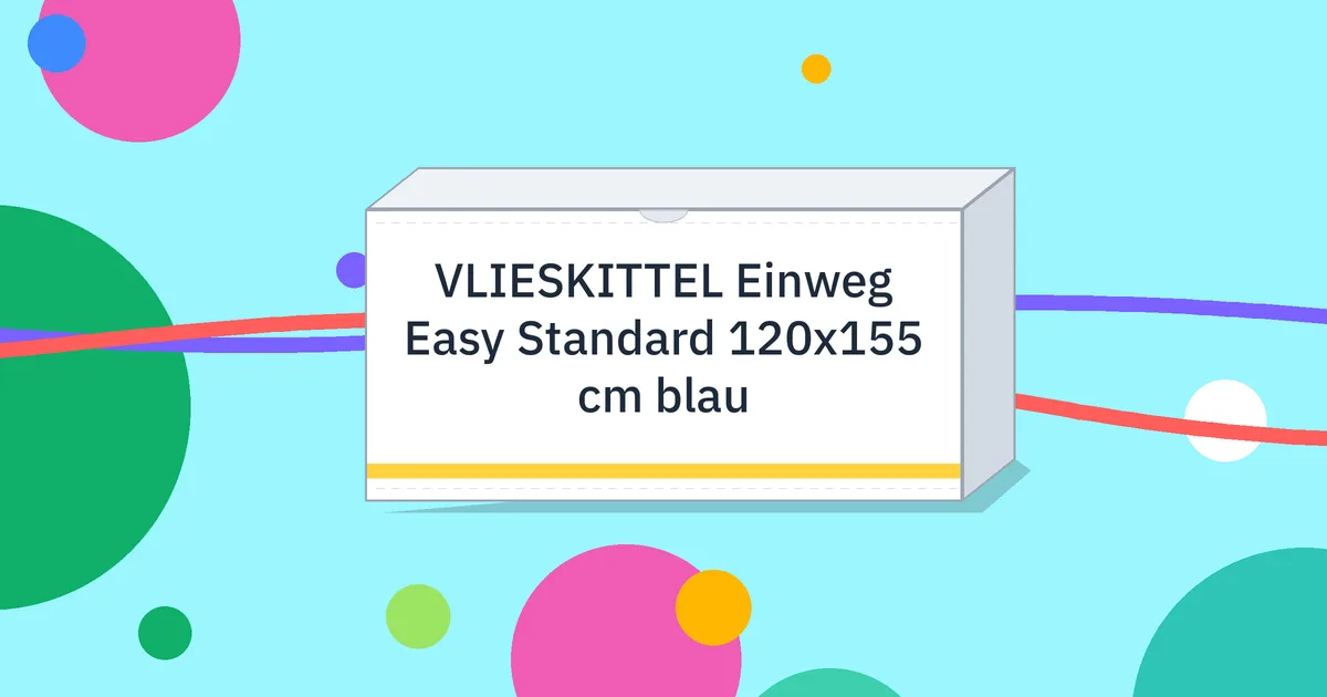 Symbolbild: Packung mit der Aufschrift VLIESKITTEL Einweg Easy Standard 120x155 cm blau (PZN 10524721) – Verfügbarkeit und Bezug in Apotheken in Frankfurt am Main