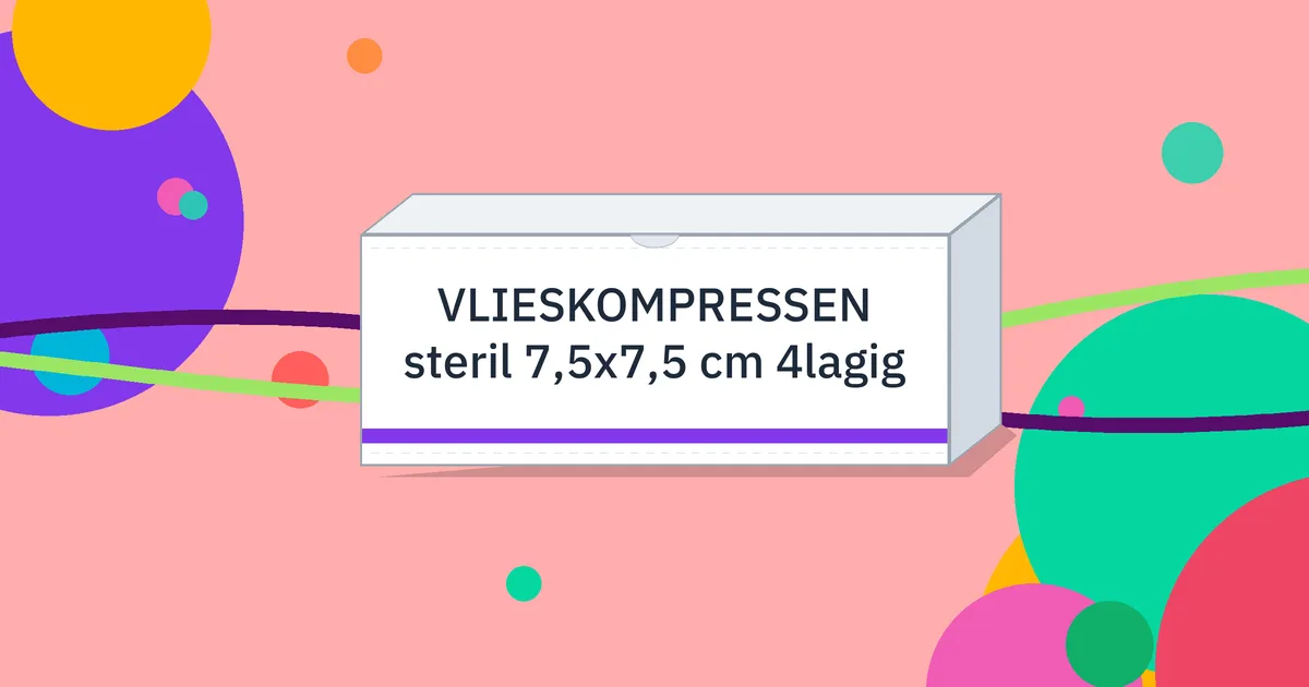 Symbolbild: Packung mit der Aufschrift VLIESKOMPRESSEN steril 7,5x7,5 cm 4lagig (PZN 17549517) – Verfügbarkeit und Bezug in Apotheken in Frankfurt am Main