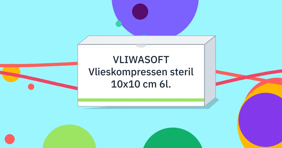 Symbolbild: Packung mit der Aufschrift VLIWASOFT Vlieskompressen steril 10x10 cm 6l. (PZN 14029680) – Verfügbarkeit und Bezug in Apotheken in Frankfurt am Main
