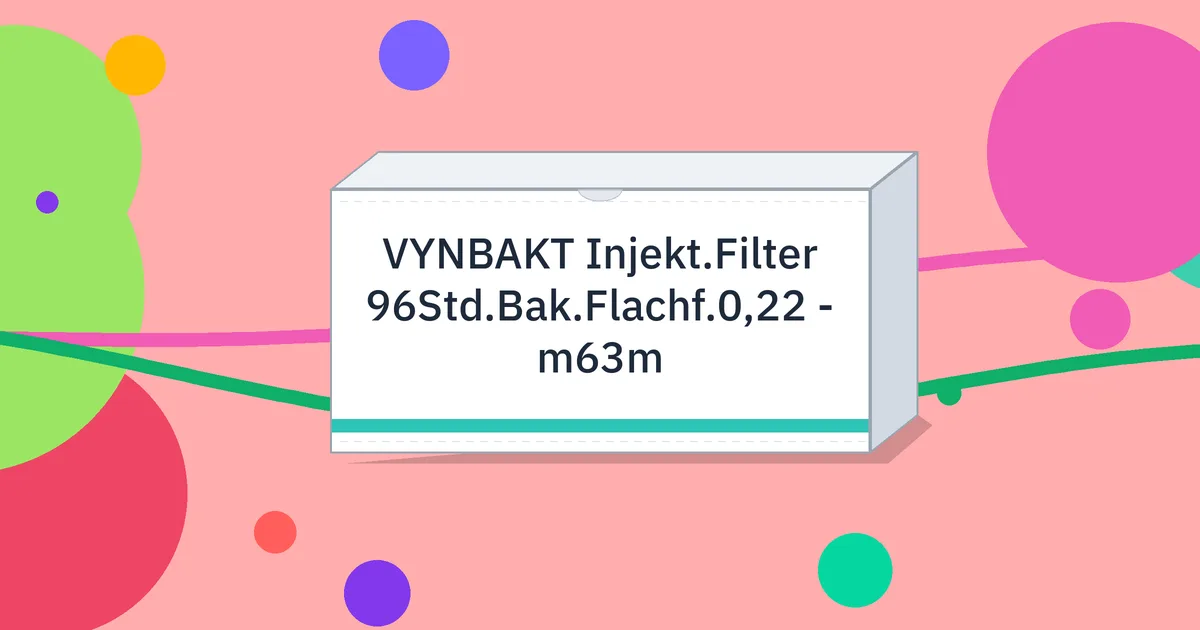 Symbolbild: Packung mit der Aufschrift VYNBAKT Injekt.Filter 96Std.Bak.Flachf.0,22 -m63m (PZN 11125199) – Verfügbarkeit und Bezug in Apotheken in Frankfurt am Main