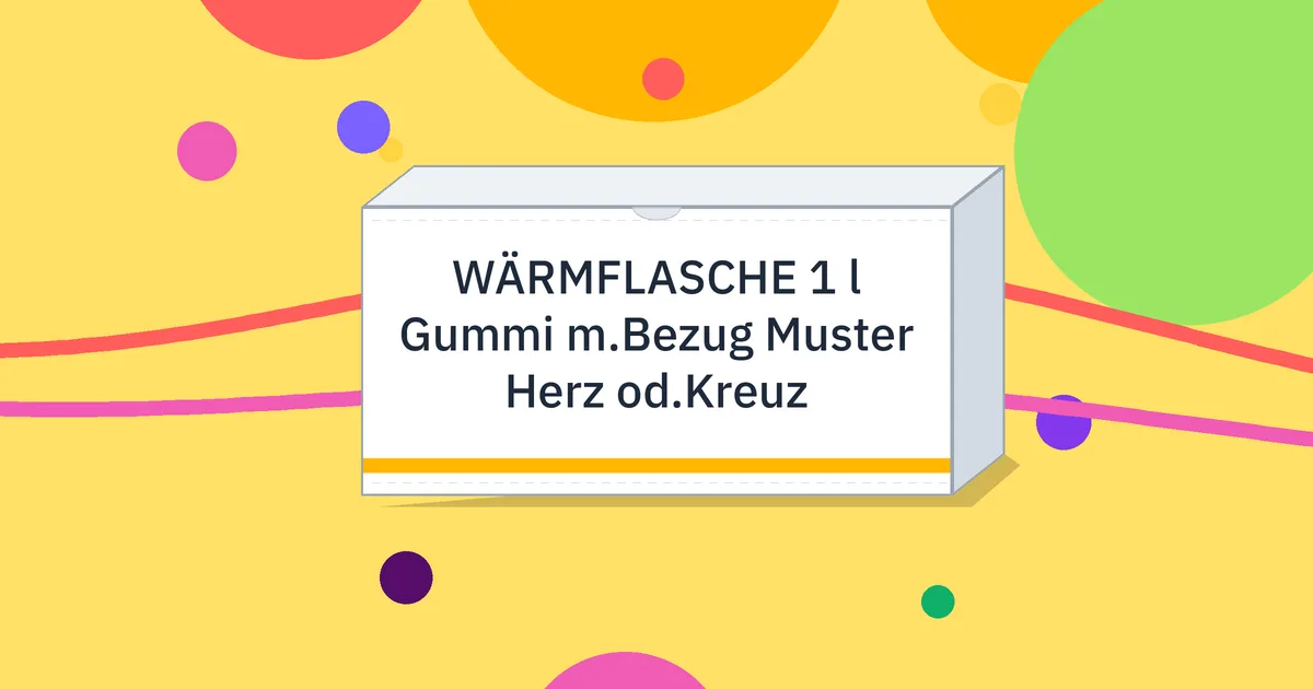 Symbolbild: Packung mit der Aufschrift WÄRMFLASCHE 1 l Gummi m.Bezug Muster Herz od.Kreuz (PZN 10827427) – Verfügbarkeit und Bezug in Apotheken in Frankfurt am Main