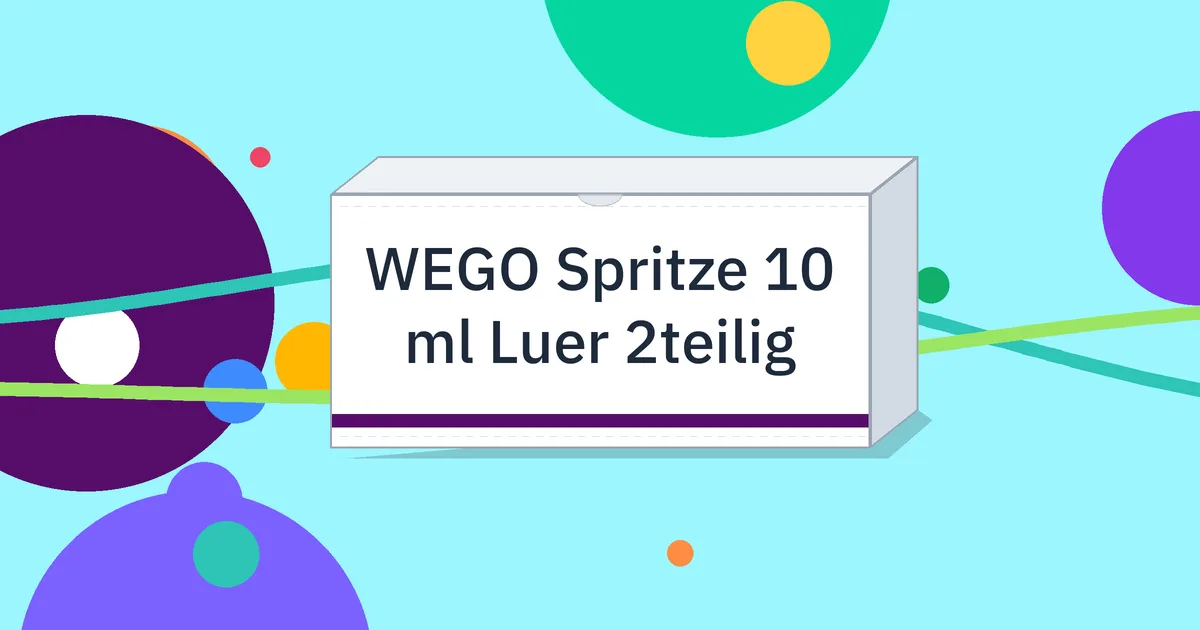 Symbolbild: Packung mit der Aufschrift WEGO Spritze 10 ml Luer 2teilig (PZN 18859266) – Verfügbarkeit und Bezug in Apotheken in Frankfurt am Main