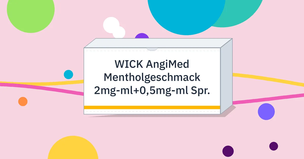 Symbolbild: Packung mit der Aufschrift WICK AngiMed Mentholgeschmack 2mg-ml+0,5mg-ml Spr. (PZN 18447983) – Verfügbarkeit und Bezug in Apotheken in Frankfurt am Main