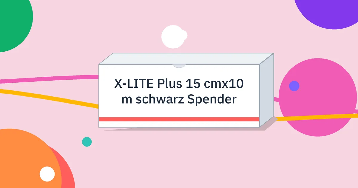 Symbolbild: Packung mit der Aufschrift X-LITE Plus 15 cmx10 m schwarz Spender (PZN 14405172) – Verfügbarkeit und Bezug in Apotheken in Frankfurt am Main