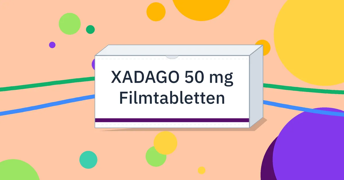 Symbolbild: Packung mit der Aufschrift XADAGO 50 mg Filmtabletten (PZN 10938049) – Verfügbarkeit und Bezug in Apotheken in Frankfurt am Main