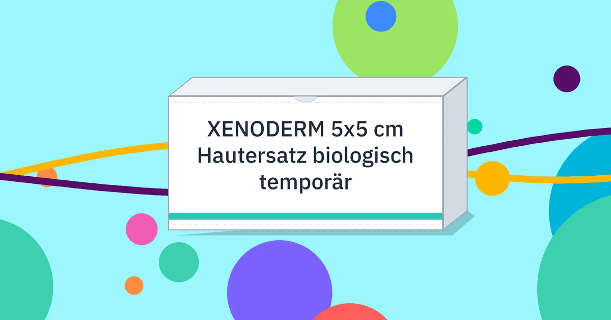 Symbolbild: Packung mit der Aufschrift XENODERM 5x5 cm Hautersatz biologisch temporär (PZN 02738218) – Verfügbarkeit und Bezug in Apotheken in Frankfurt am Main