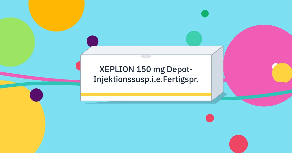 Symbolbild: Packung mit der Aufschrift XEPLION 150 mg Depot-Injektionssusp.i.e.Fertigspr. (PZN 15619805) – Verfügbarkeit und Bezug in Apotheken in Frankfurt am Main