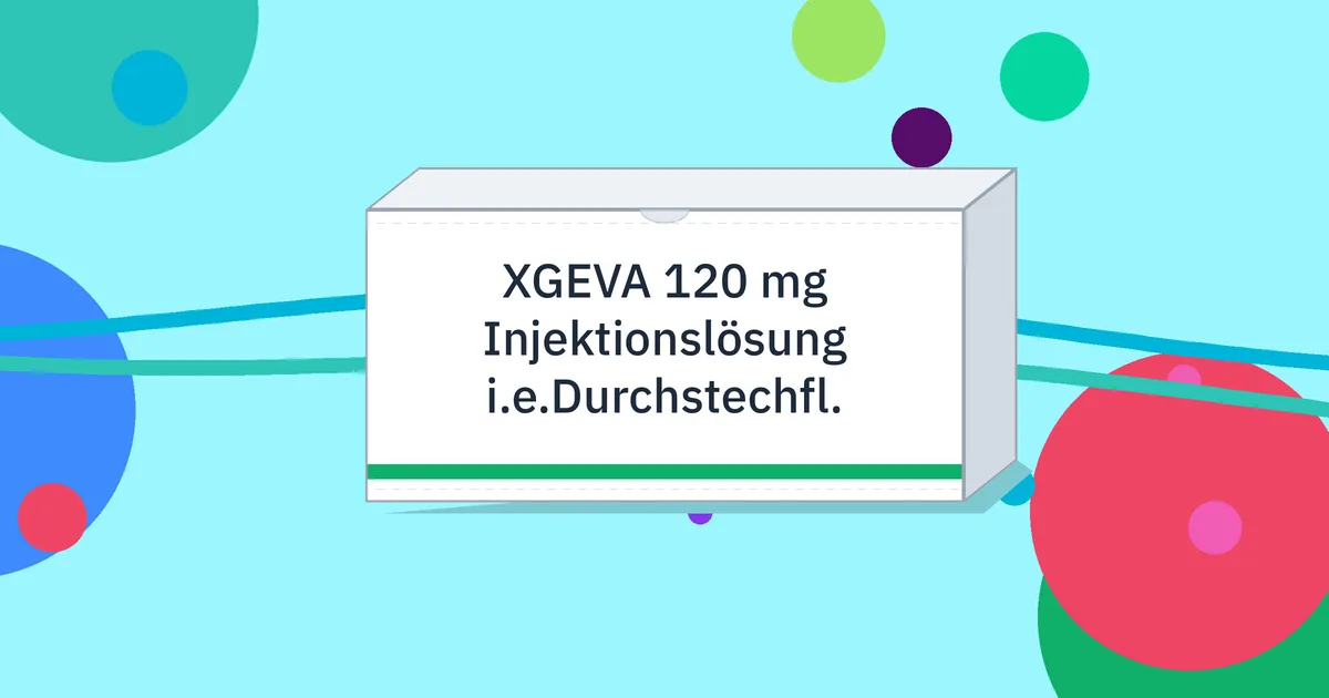 Symbolbild: Packung mit der Aufschrift XGEVA 120 mg Injektionslösung i.e.Durchstechfl. (PZN 15232176) – Verfügbarkeit und Bezug in Apotheken in Frankfurt am Main