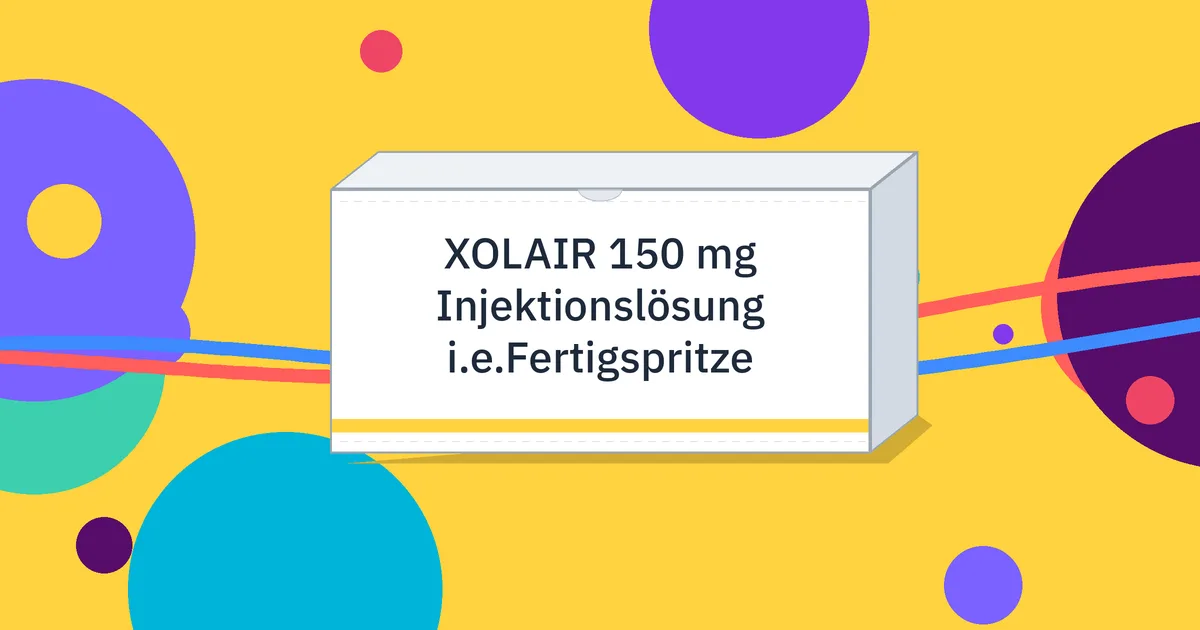 Symbolbild: Packung mit der Aufschrift XOLAIR 150 mg Injektionslösung i.e.Fertigspritze (PZN 09175126) – Verfügbarkeit und Bezug in Apotheken in Frankfurt am Main