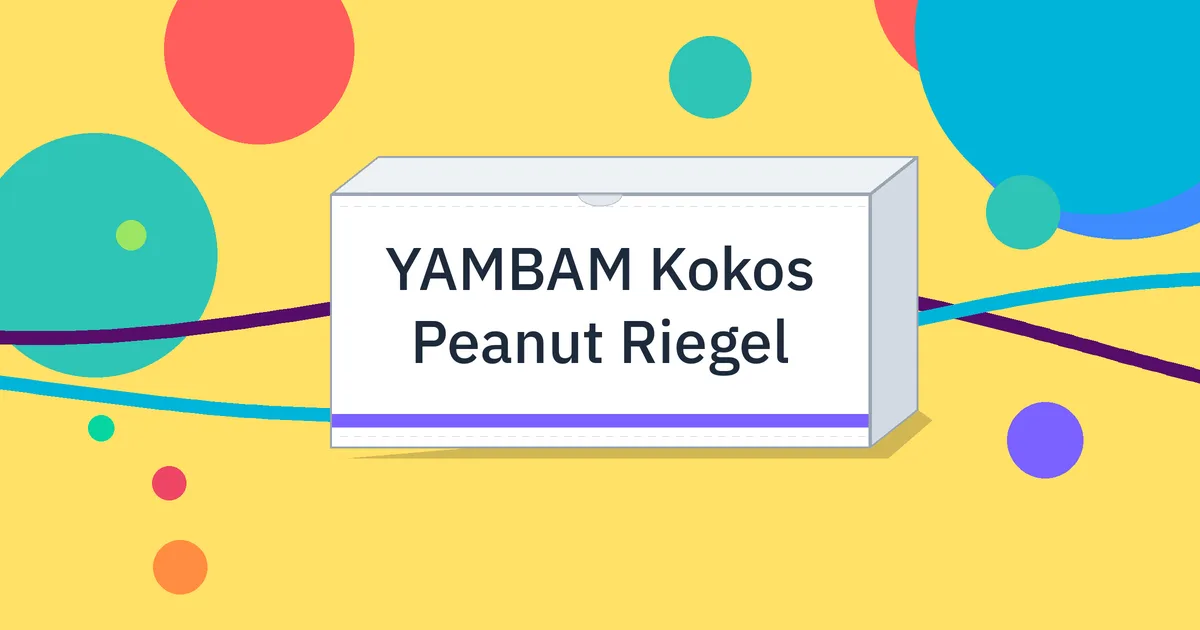 Symbolbild: Packung mit der Aufschrift YAMBAM Kokos Peanut Riegel (PZN 12457992) – Verfügbarkeit und Bezug in Apotheken in Frankfurt am Main