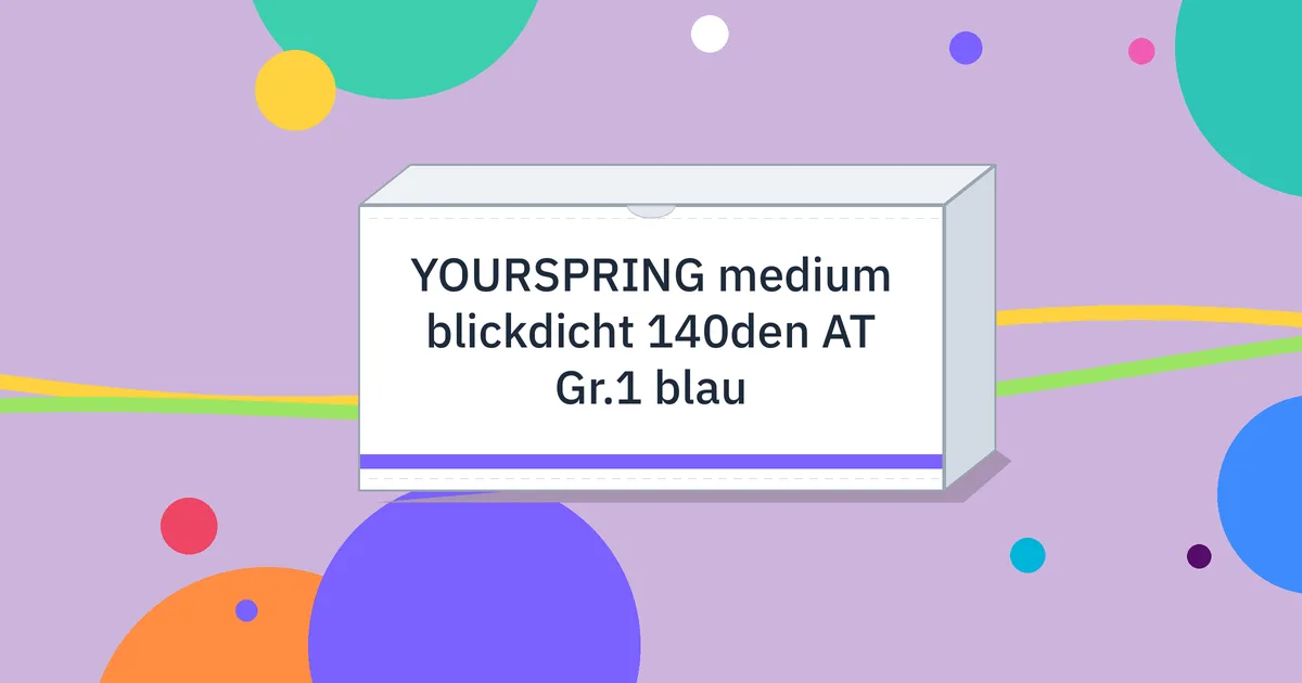 Symbolbild: Packung mit der Aufschrift YOURSPRING medium blickdicht 140den AT Gr.1 blau (PZN 18057845) – Verfügbarkeit und Bezug in Apotheken in Frankfurt am Main