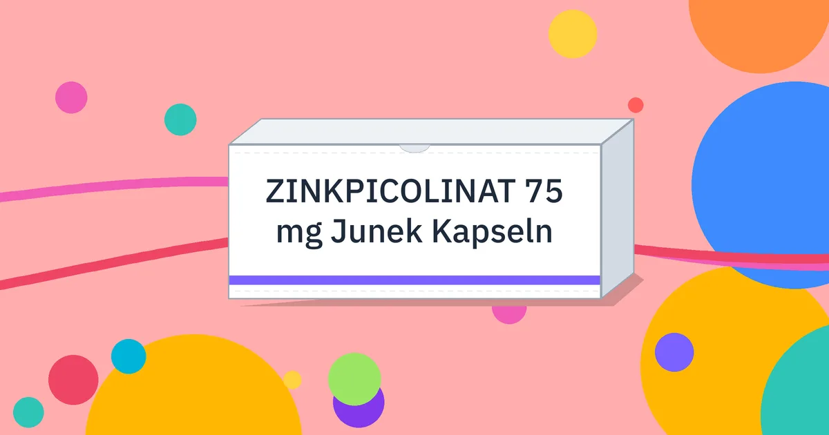 Symbolbild: Packung mit der Aufschrift ZINKPICOLINAT 75 mg Junek Kapseln (PZN 20280993) – Verfügbarkeit und Bezug in Apotheken in Frankfurt am Main