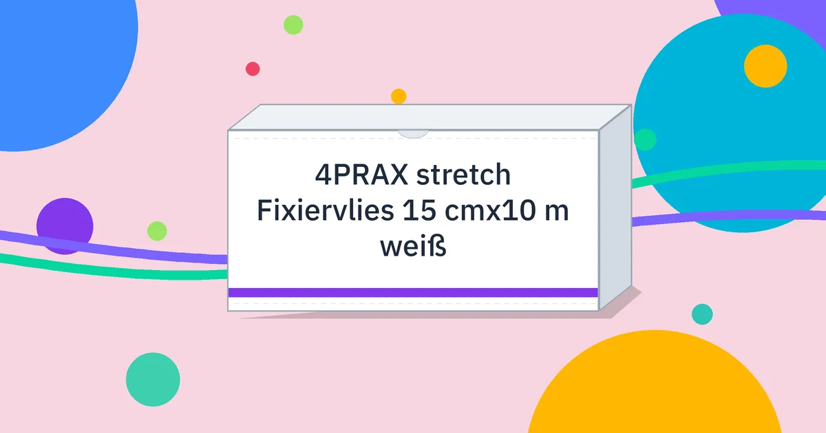 Symbolbild: Packung mit der Aufschrift 4PRAX stretch Fixiervlies 15 cmx10 m weiß (PZN 20231210) – Verfügbarkeit und Bezug in Apotheken in Frankfurt am Main