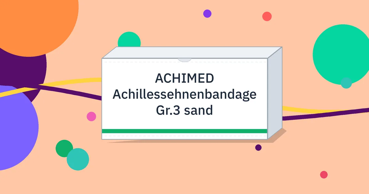 Symbolbild: Packung mit der Aufschrift ACHIMED Achillessehnenbandage Gr.3 sand (PZN 15314709) – Verfügbarkeit und Bezug in Apotheken in Frankfurt am Main