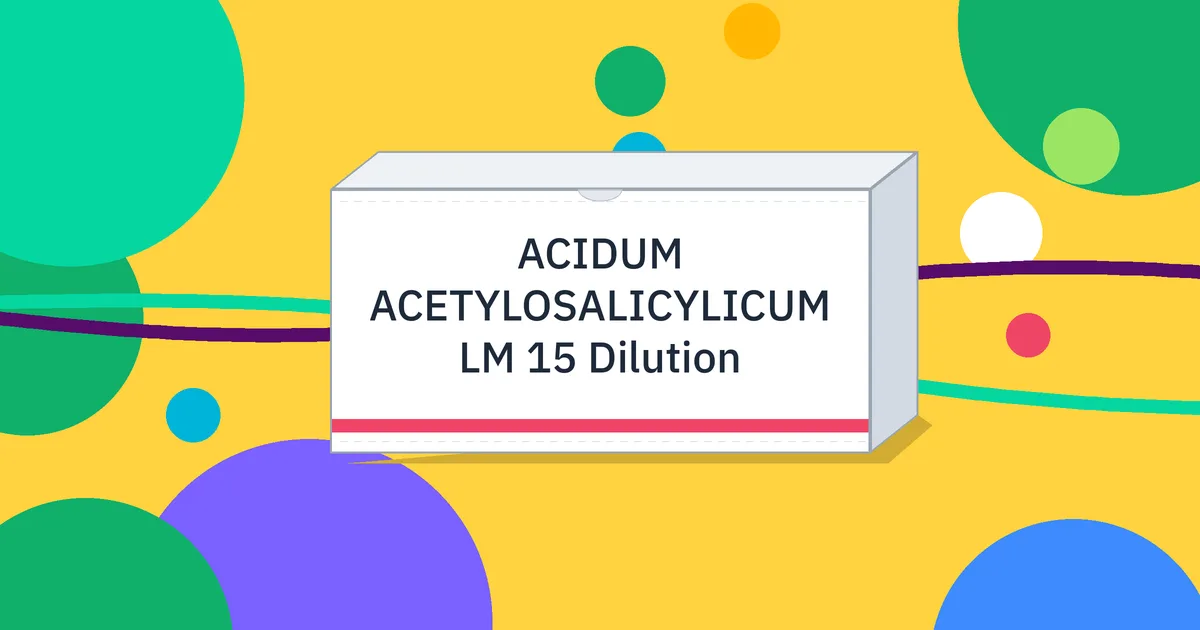Symbolbild: Packung mit der Aufschrift ACIDUM ACETYLOSALICYLICUM LM 15 Dilution (PZN 13267986) – Verfügbarkeit und Bezug in Apotheken in Frankfurt am Main