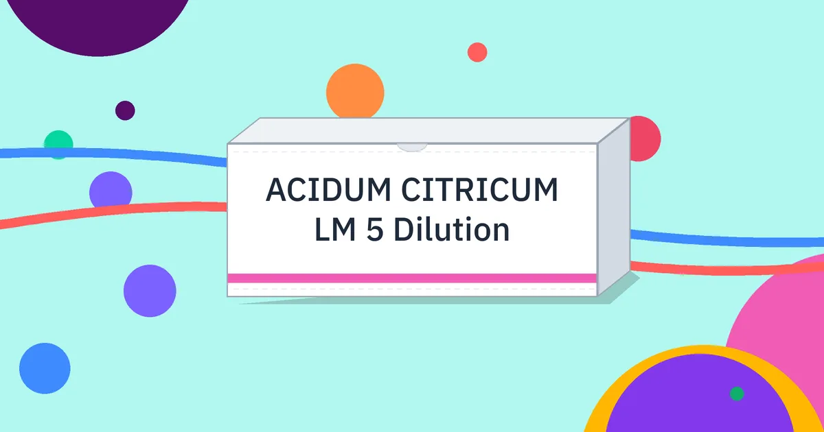 Symbolbild: Packung mit der Aufschrift ACIDUM CITRICUM LM 5 Dilution (PZN 13273320) – Verfügbarkeit und Bezug in Apotheken in Frankfurt am Main