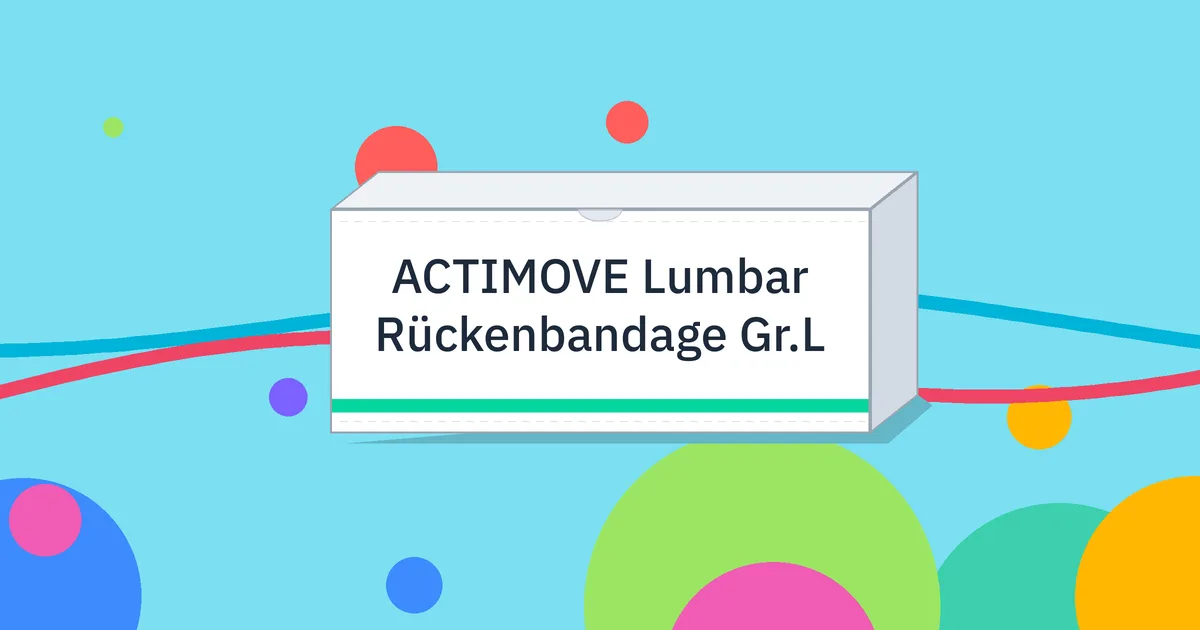 Symbolbild: Packung mit der Aufschrift ACTIMOVE Lumbar Rückenbandage Gr.L (PZN 17949205) – Verfügbarkeit und Bezug in Apotheken in Frankfurt am Main