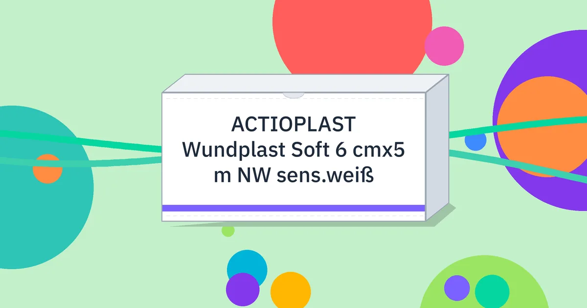Symbolbild: Packung mit der Aufschrift ACTIOPLAST Wundplast Soft 6 cmx5 m NW sens.weiß (PZN 05392654) – Verfügbarkeit und Bezug in Apotheken in Frankfurt am Main