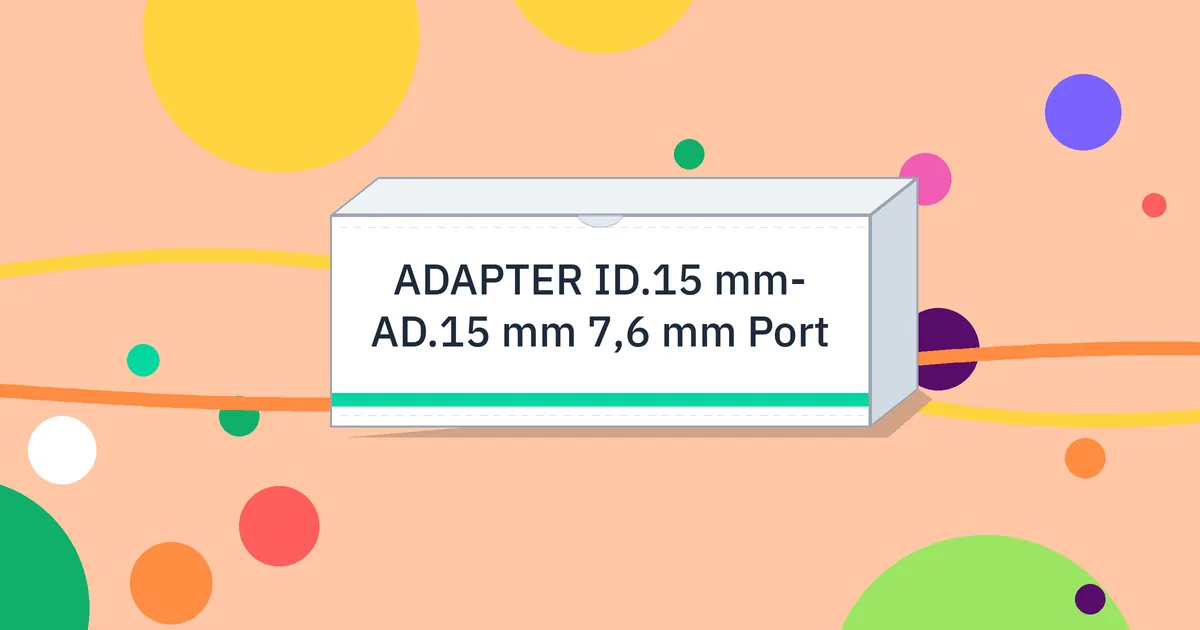 Symbolbild: Packung mit der Aufschrift ADAPTER ID.15 mm-AD.15 mm 7,6 mm Port (PZN 17431997) – Verfügbarkeit und Bezug in Apotheken in Frankfurt am Main