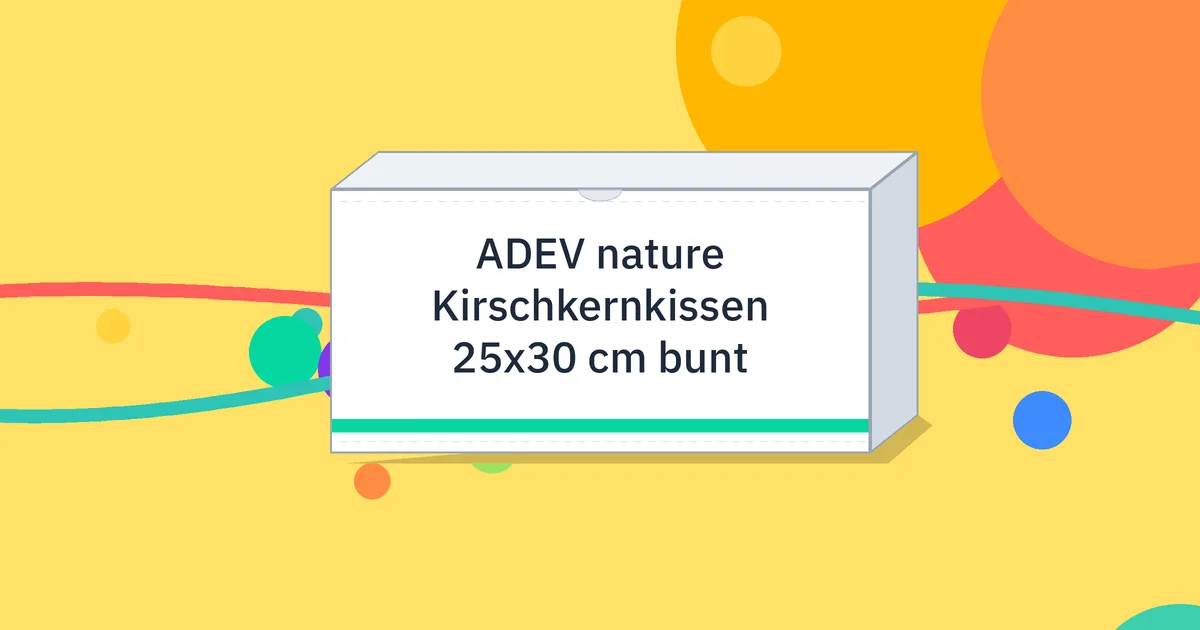 Symbolbild: Packung mit der Aufschrift ADEV nature Kirschkernkissen 25x30 cm bunt (PZN 03706982) – Verfügbarkeit und Bezug in Apotheken in Frankfurt am Main