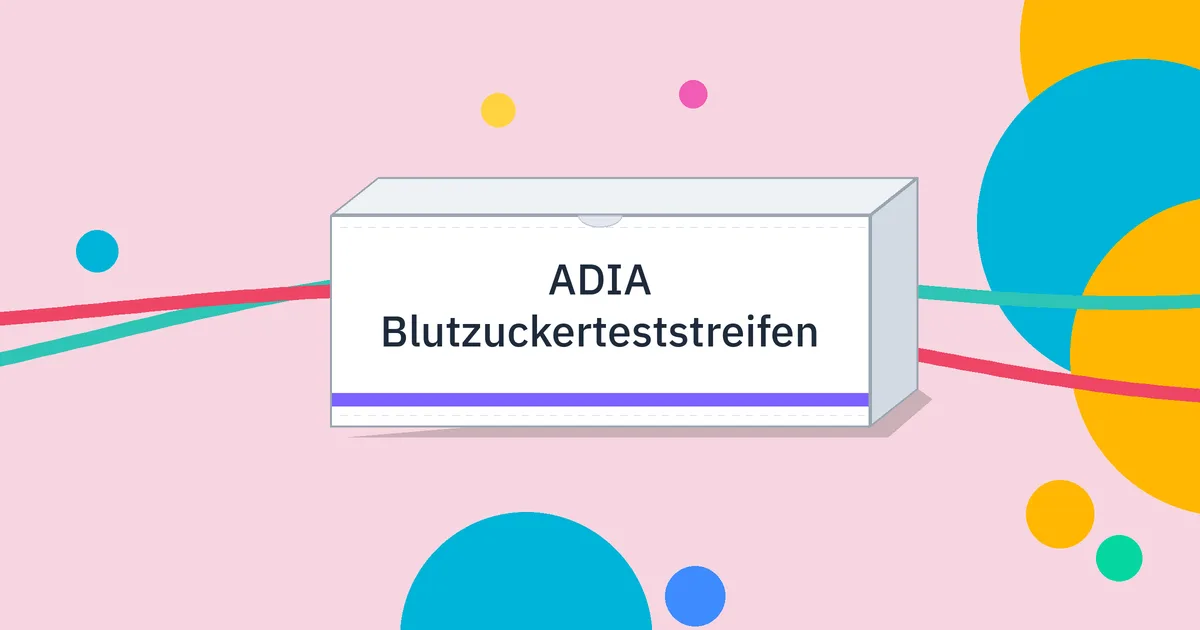 Symbolbild: Packung mit der Aufschrift ADIA Blutzuckerteststreifen (PZN 11110447) – Verfügbarkeit und Bezug in Apotheken in Frankfurt am Main