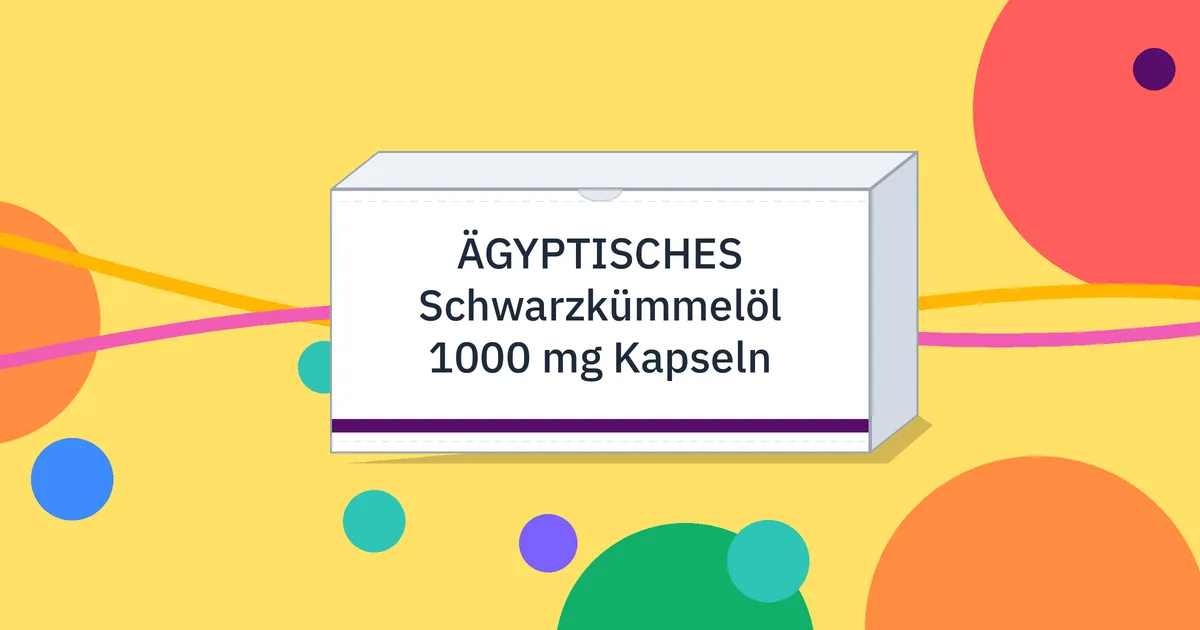 Symbolbild: Packung mit der Aufschrift ÄGYPTISCHES Schwarzkümmelöl 1000 mg Kapseln (PZN 16530208) – Verfügbarkeit und Bezug in Apotheken in Frankfurt am Main