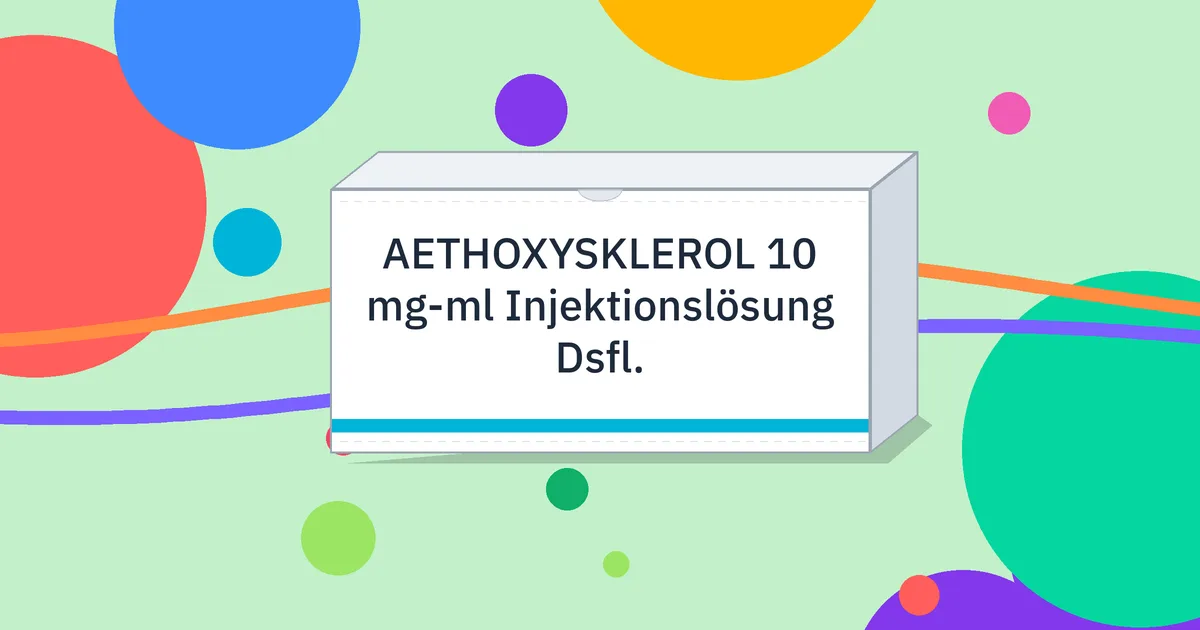 Symbolbild: Packung mit der Aufschrift AETHOXYSKLEROL 10 mg-ml Injektionslösung Dsfl. (PZN 10300051) – Verfügbarkeit und Bezug in Apotheken in Frankfurt am Main